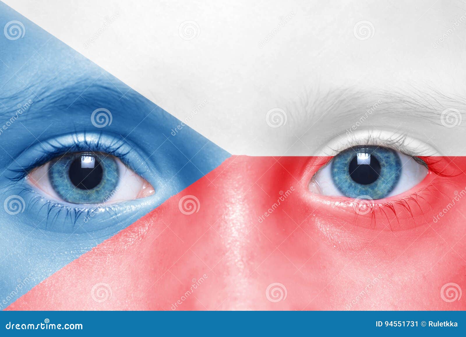 Human`s Face with Czech Flag Stock Image - Image of girl, banner: 94551731