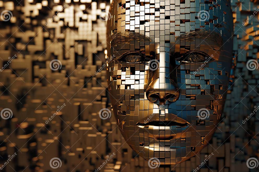 Human S Face with 3D Cubes and Particles in Space As Symbol of ...