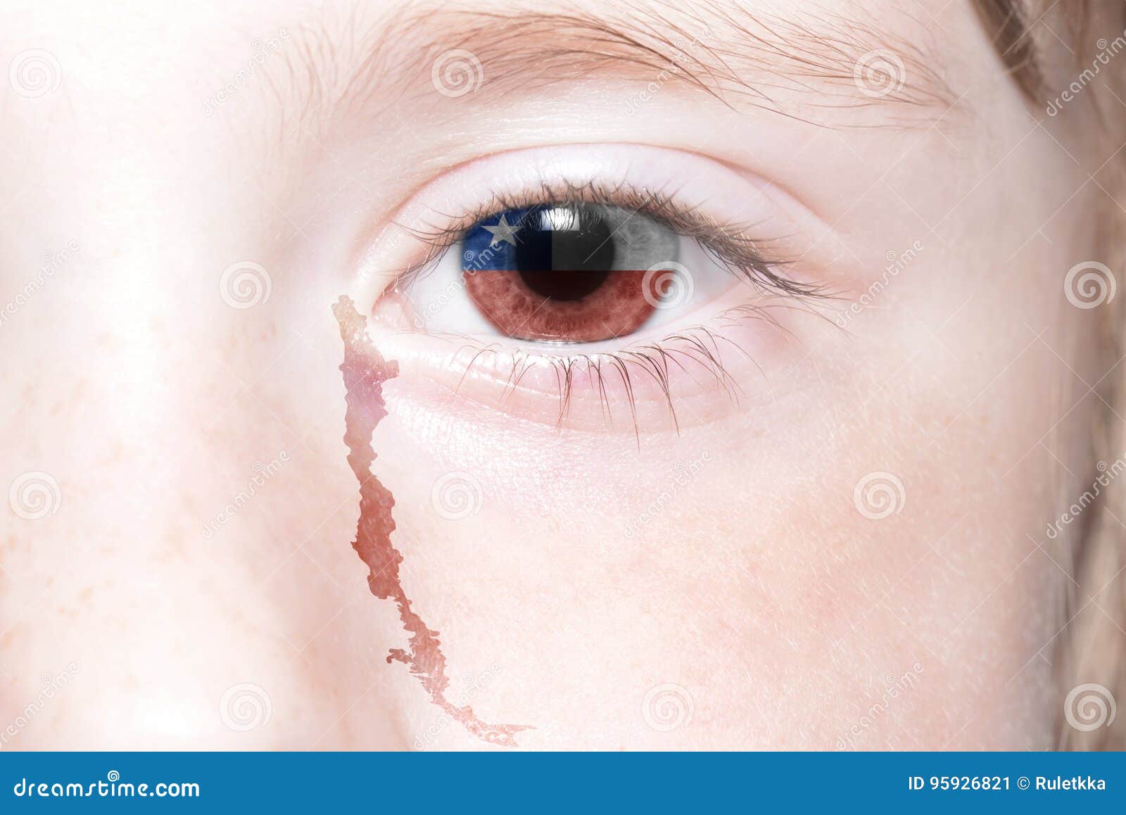Human& X27;s Face with National Flag and Map of Chile. Stock Image ...