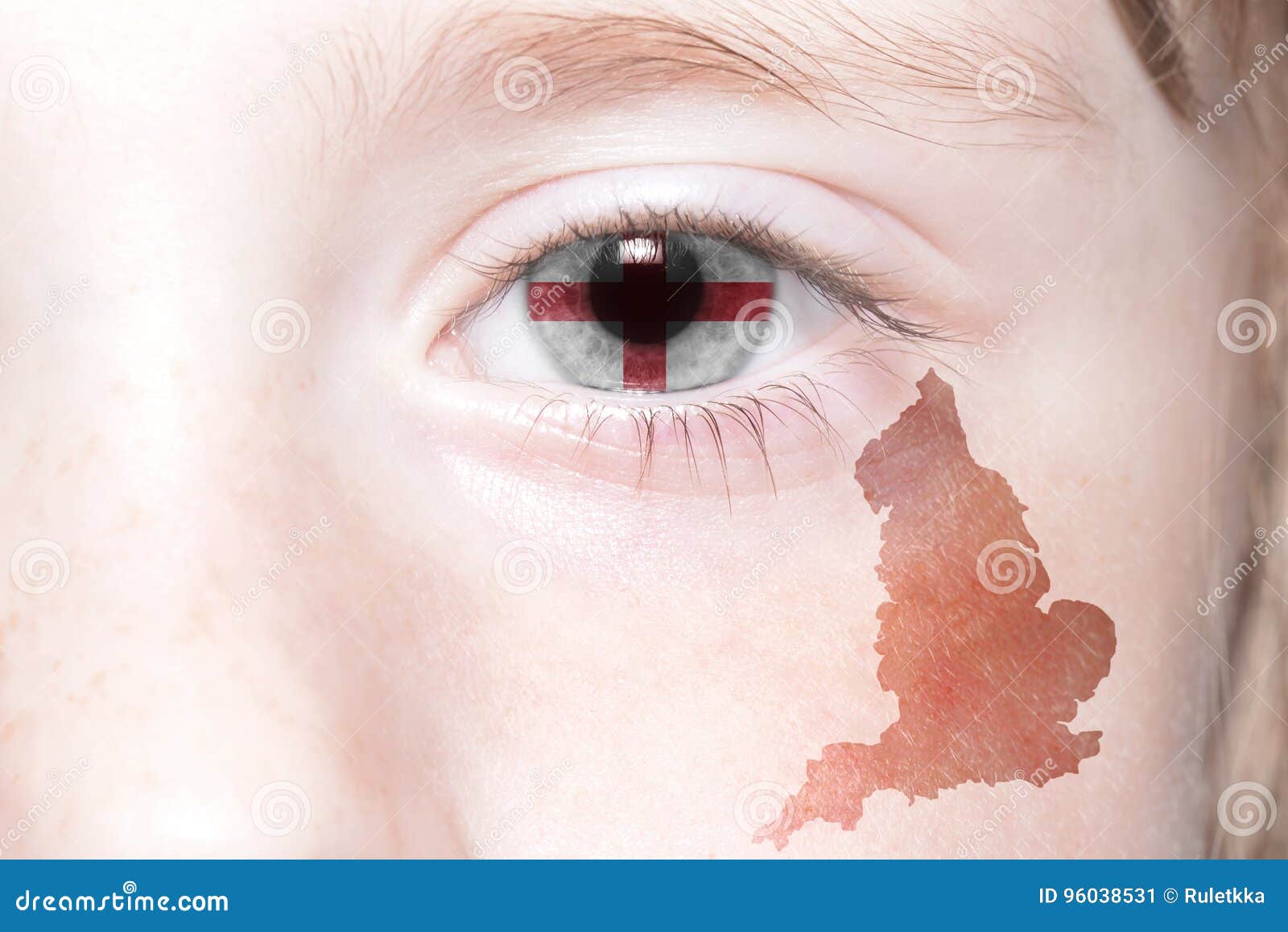 Human& X27;s Face with National Flag and Map of England. Stock Image ...