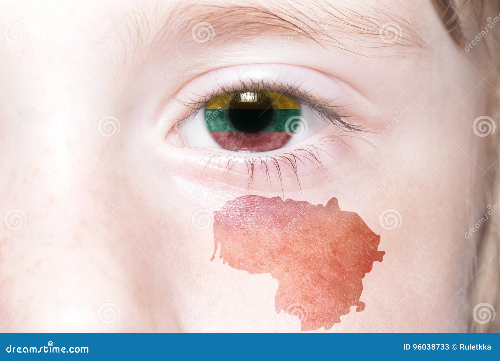 Human& X27;s Face with National Flag and Map of Lithuania. Stock Image ...