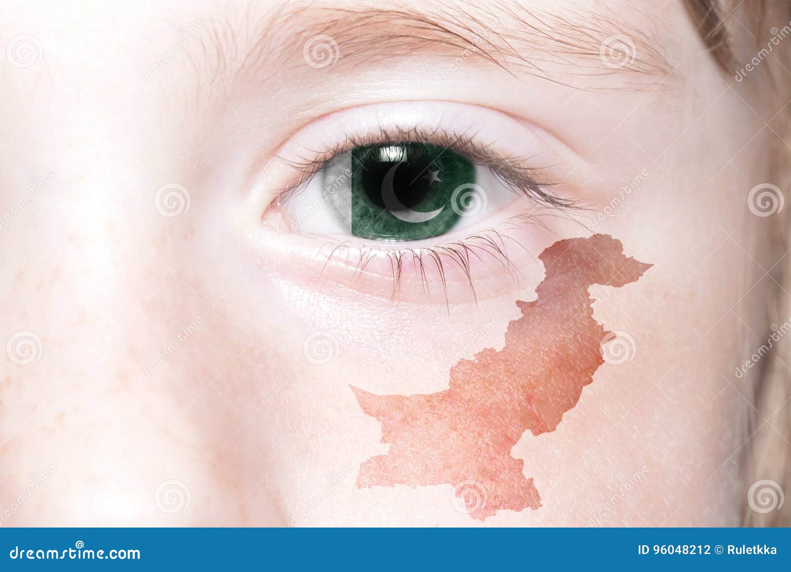 Human& X27;s Face with National Flag and Map of Pakistan. Stock Photo ...