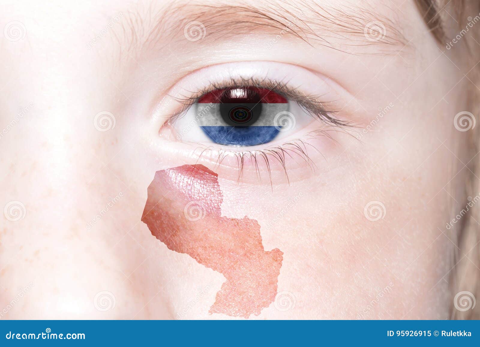 Human& X27;s Face with National Flag and Map of Paraguay. Stock Image ...