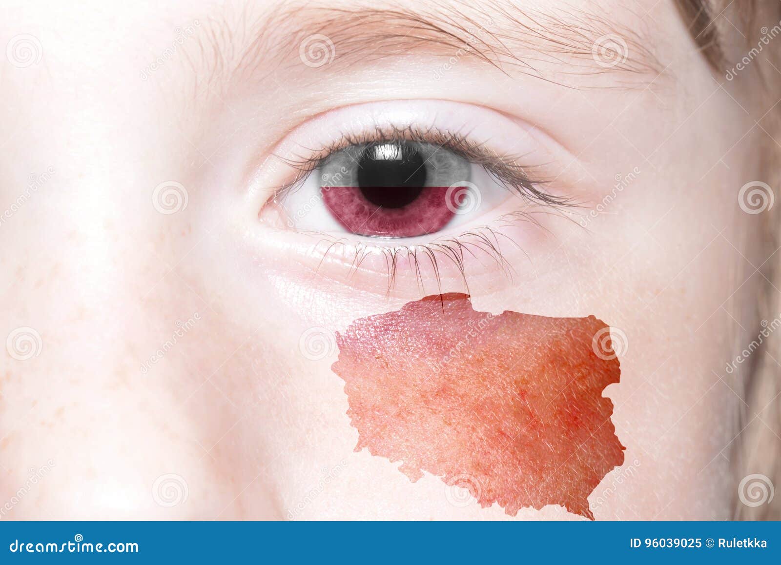 Human& X27;s Face with National Flag and Map of Poland. Stock Image ...