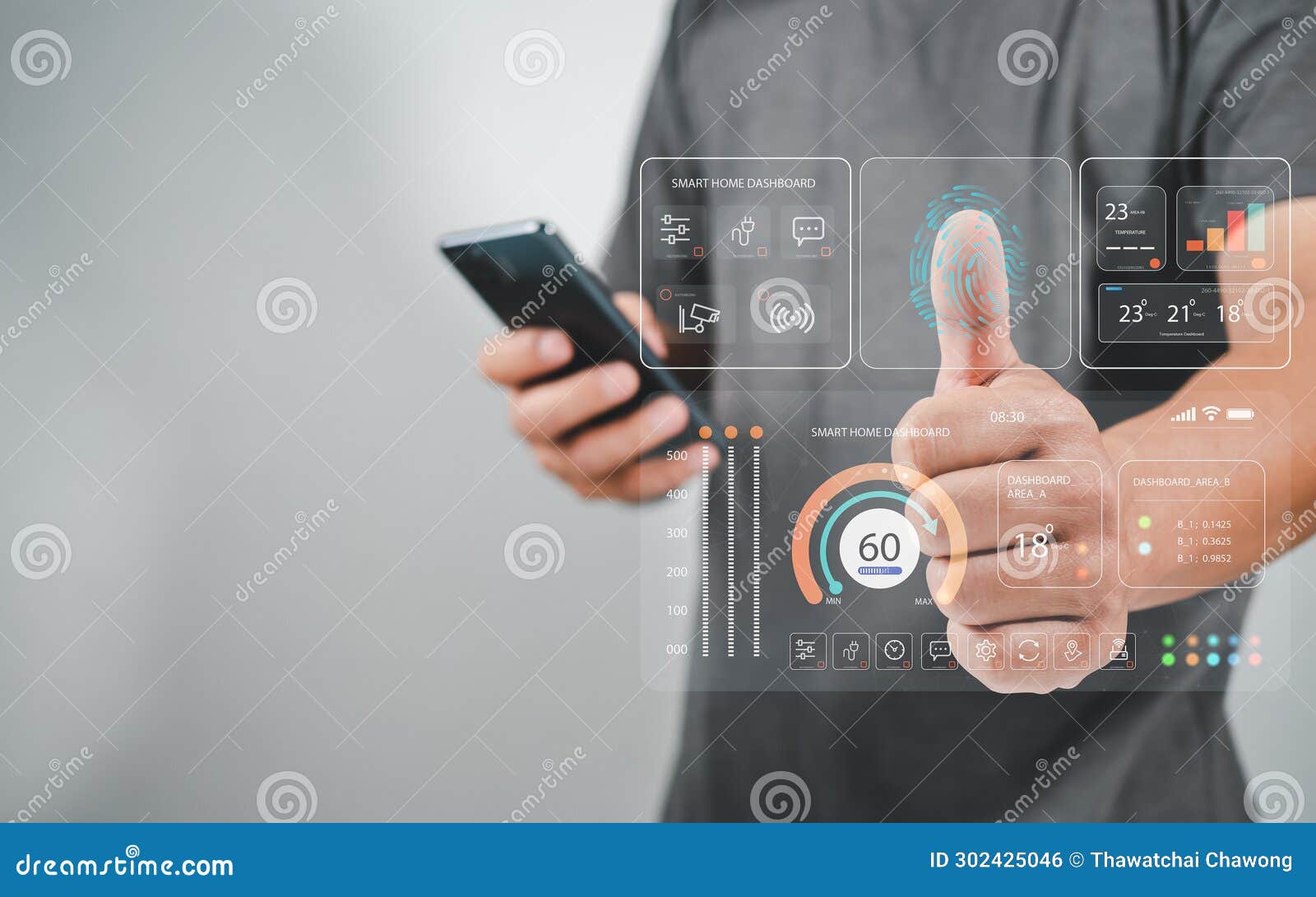 Human are Scanning Their Fingers To Use Smart Applications, Smart Home ...