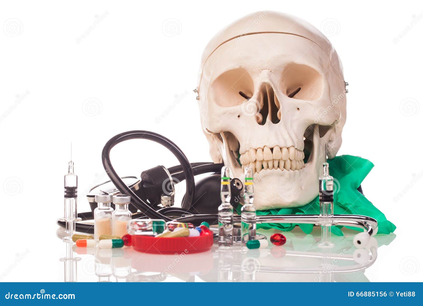 Human Scull Medicines and Drugs Stock Photo - Image of ampule, pill ...