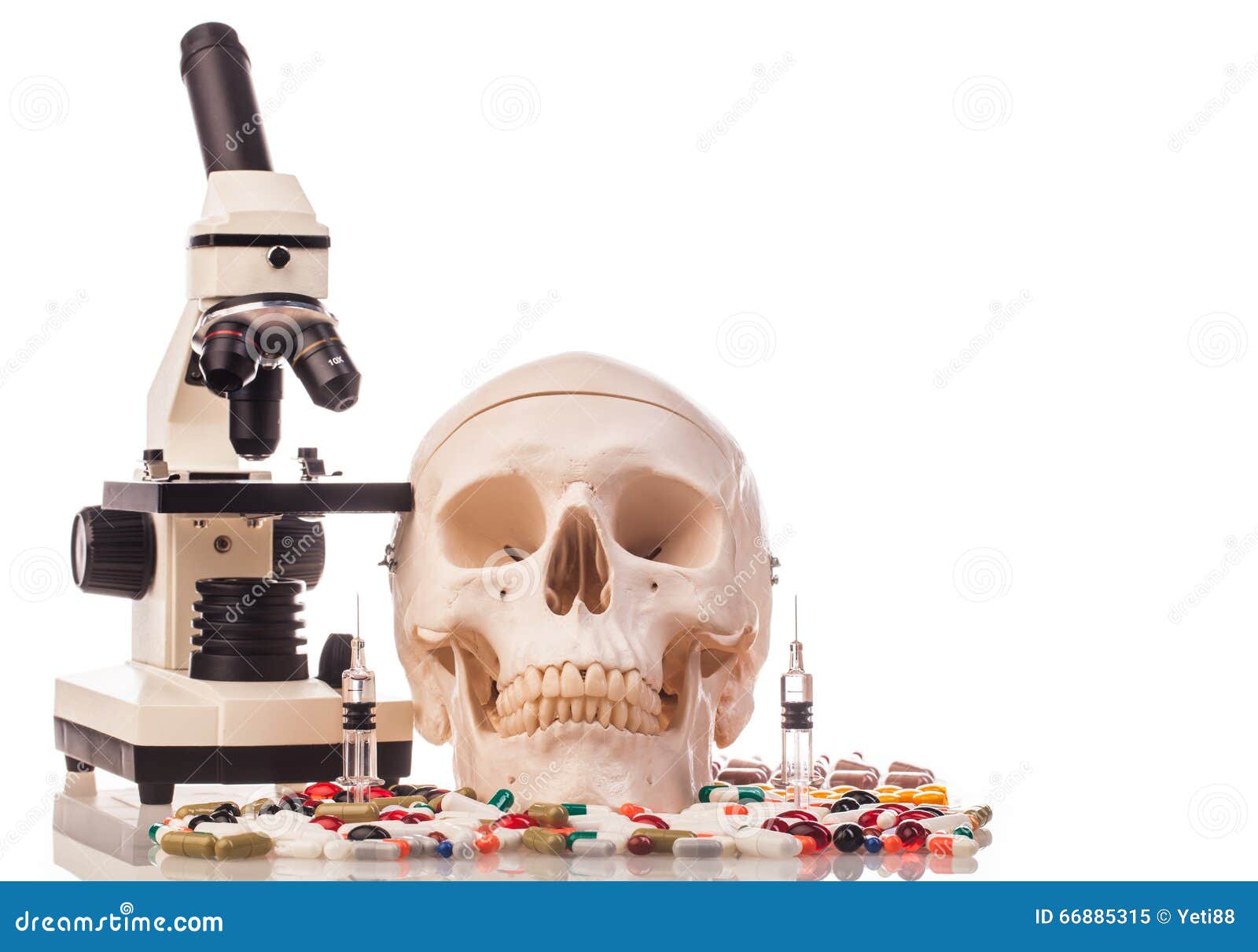 Human Scull Medicines and Drugs Stock Image - Image of experiment ...