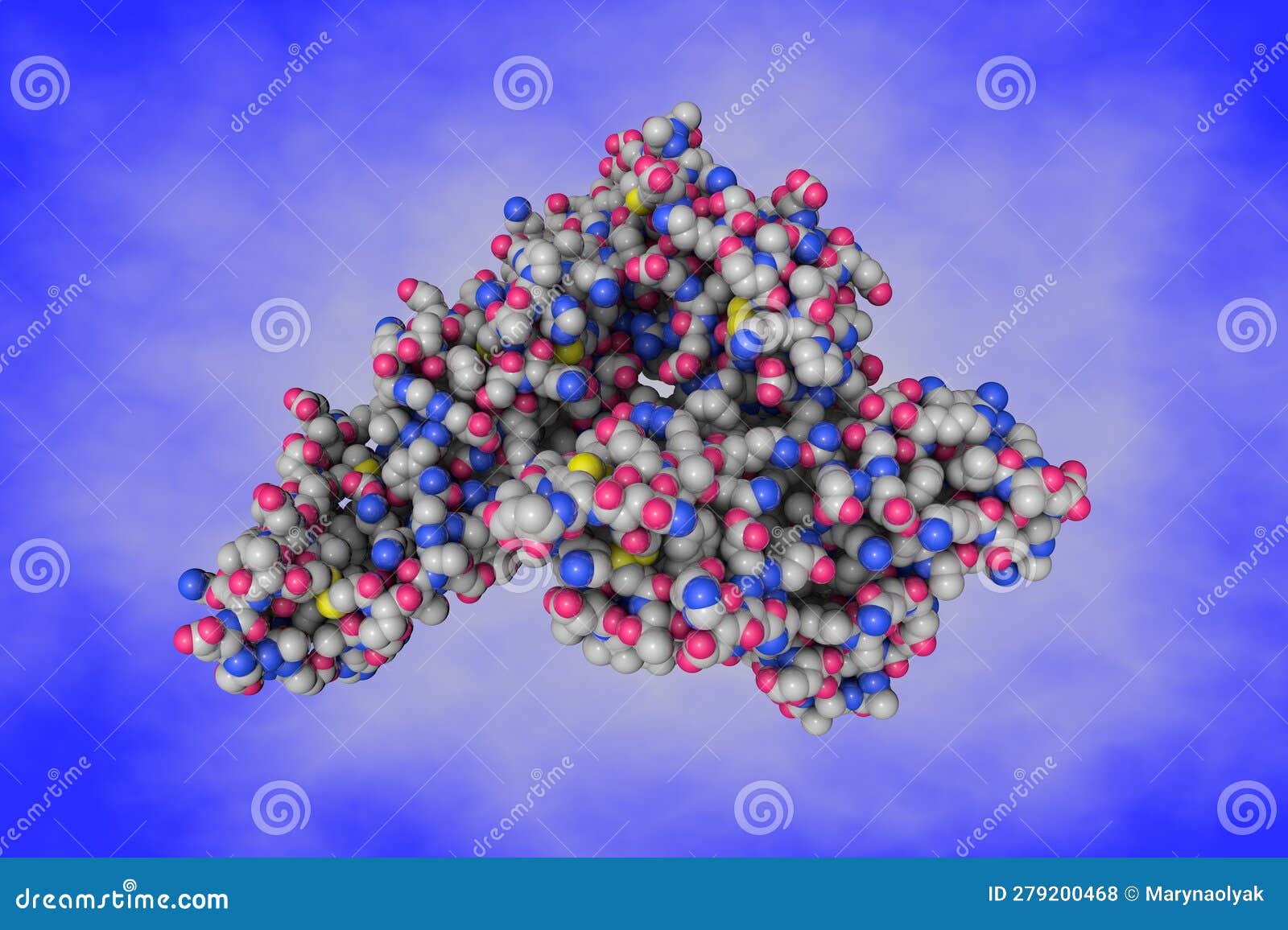 Human Serum Albumin Complexed with Hexadecanoic Acid. Space-filling ...