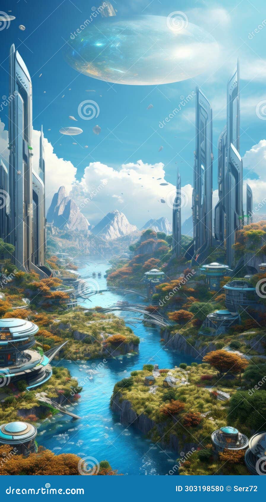 Human Settlement on an Alien Extraterrestrial Planet Stock Illustration ...