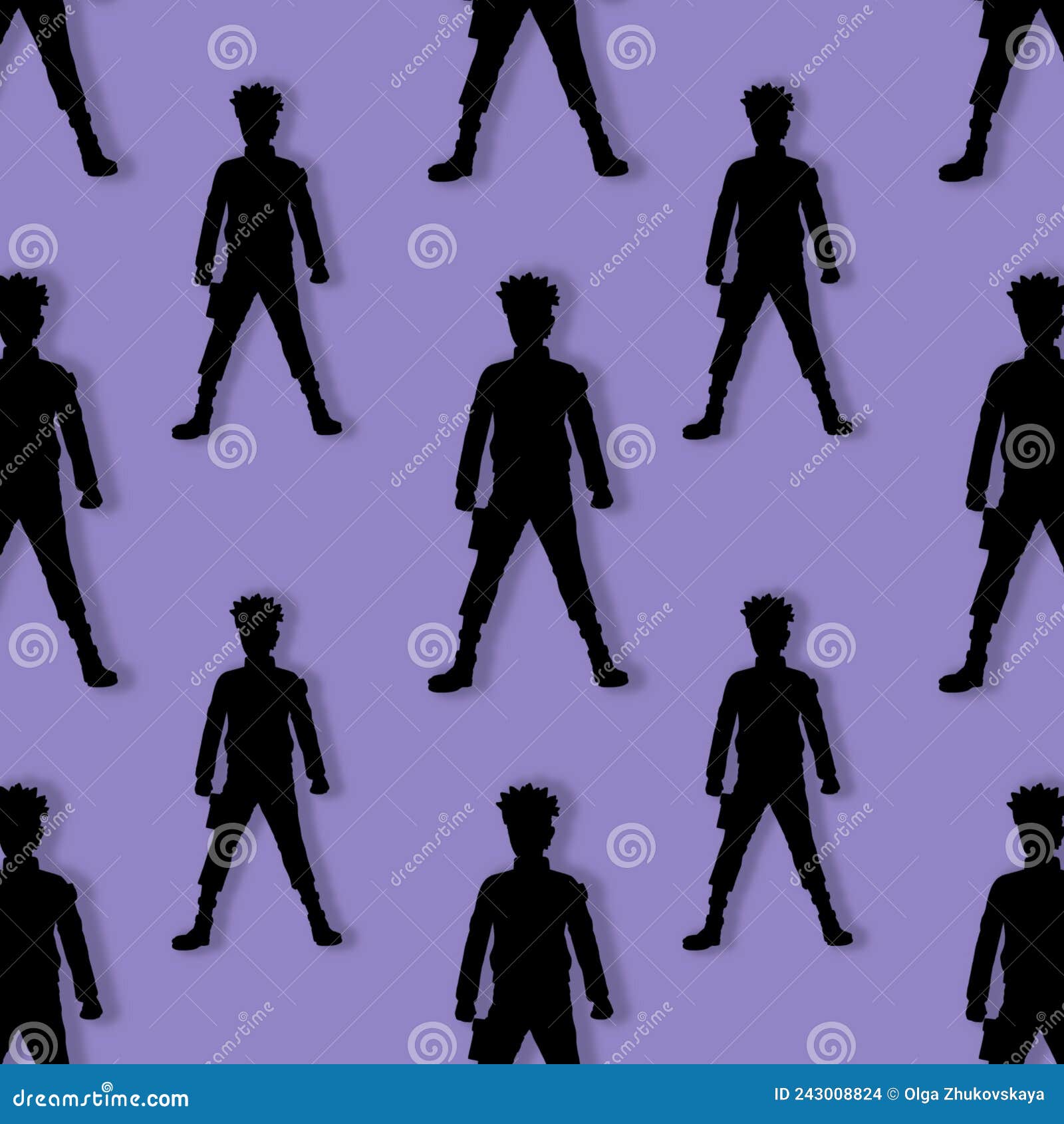 Human Shadow Seamless Pattern on Purple Background Stock Illustration ...