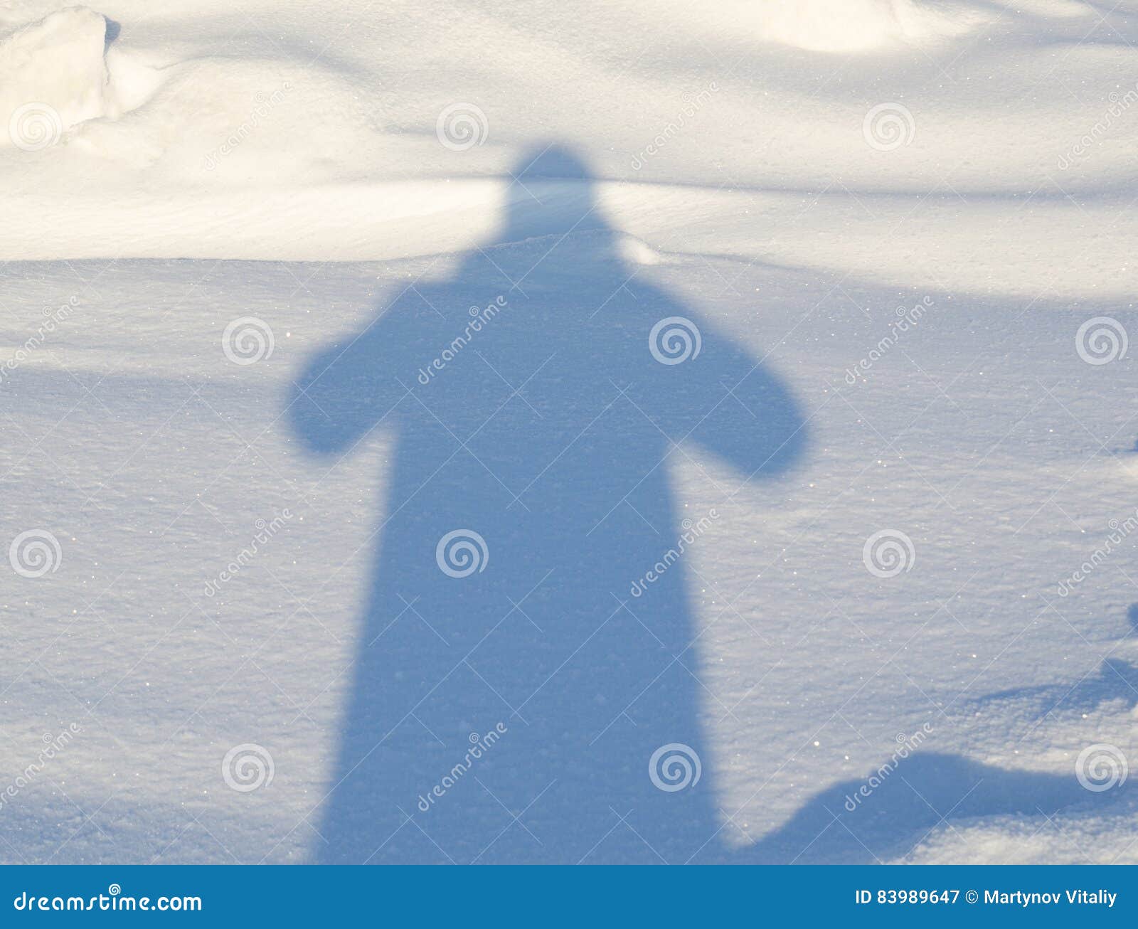 Human shadow on the snow stock image. Image of soft, white - 83989647