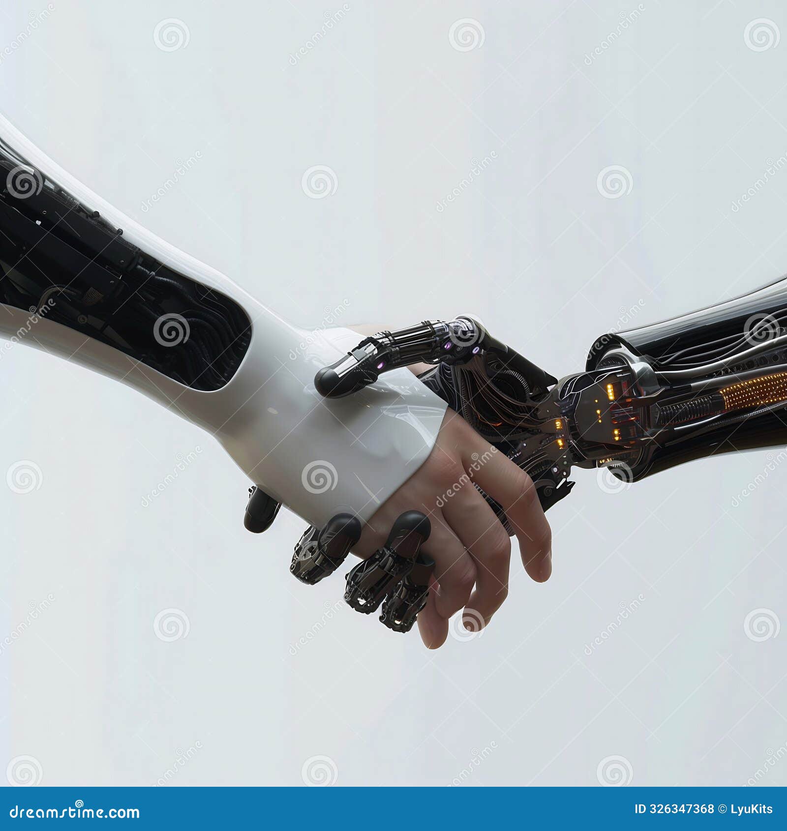 A Human Shaking Hand an AI Robot Stock Illustration - Illustration of ...