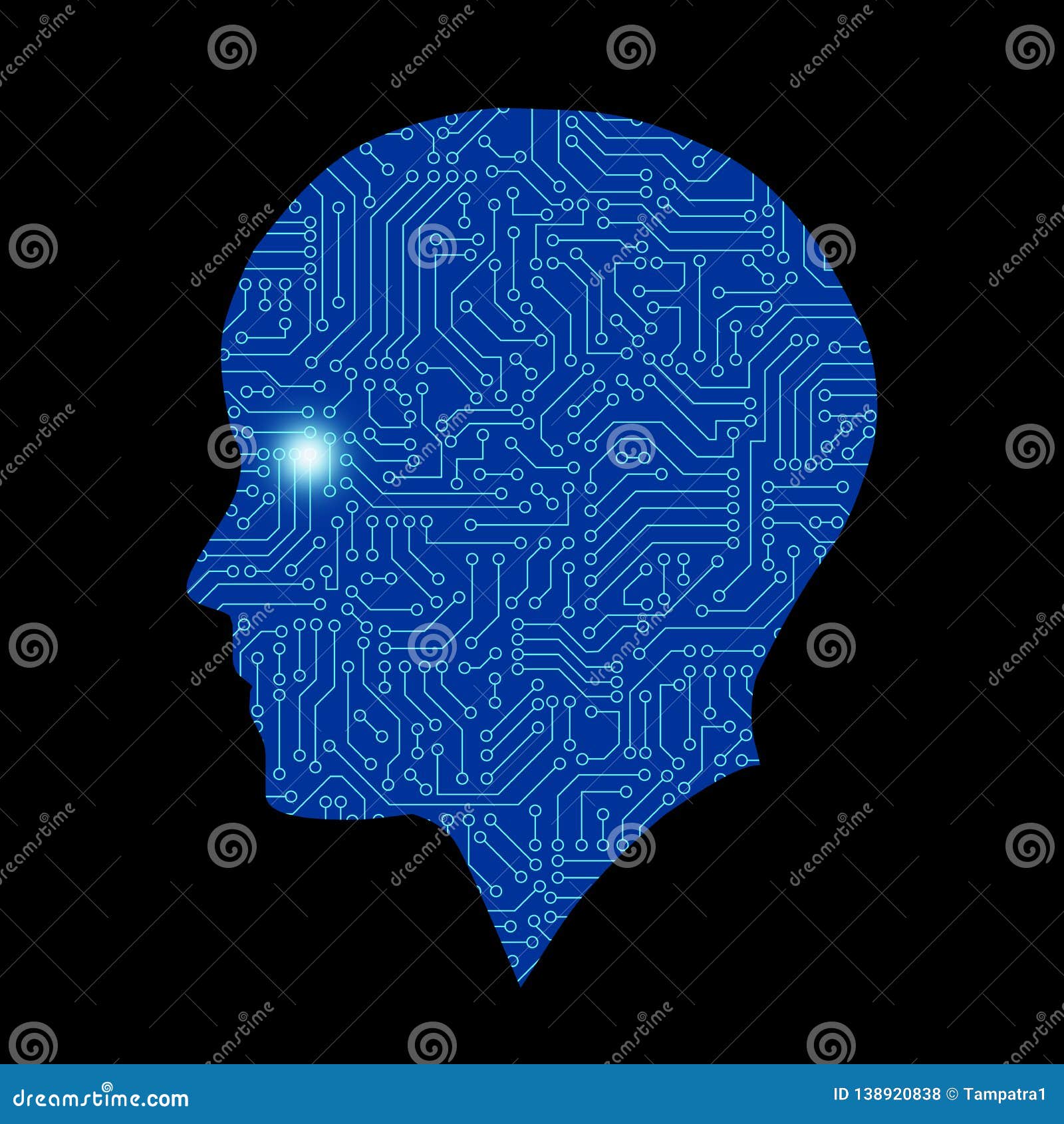 Human Shape with Circuit Board Pattern Texture. High-tech Background in ...