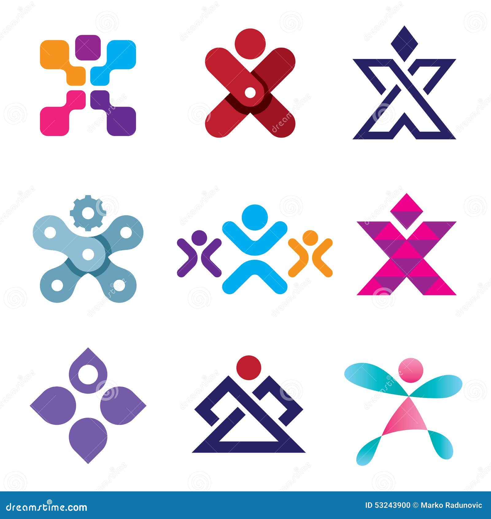 Human X Shape Latter Creativity Design Icon Set Stock Illustration ...