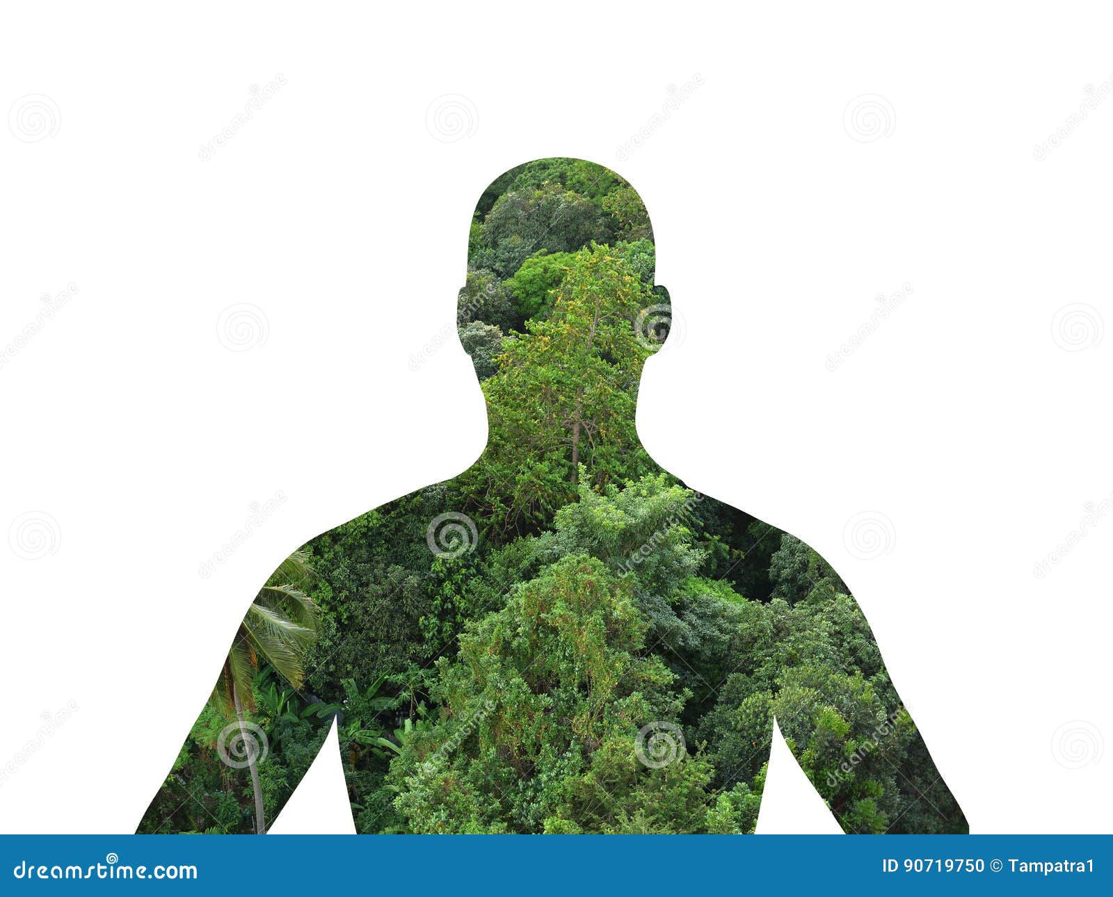 Human Shape and Nature, Protecting Environment Stock Illustration ...