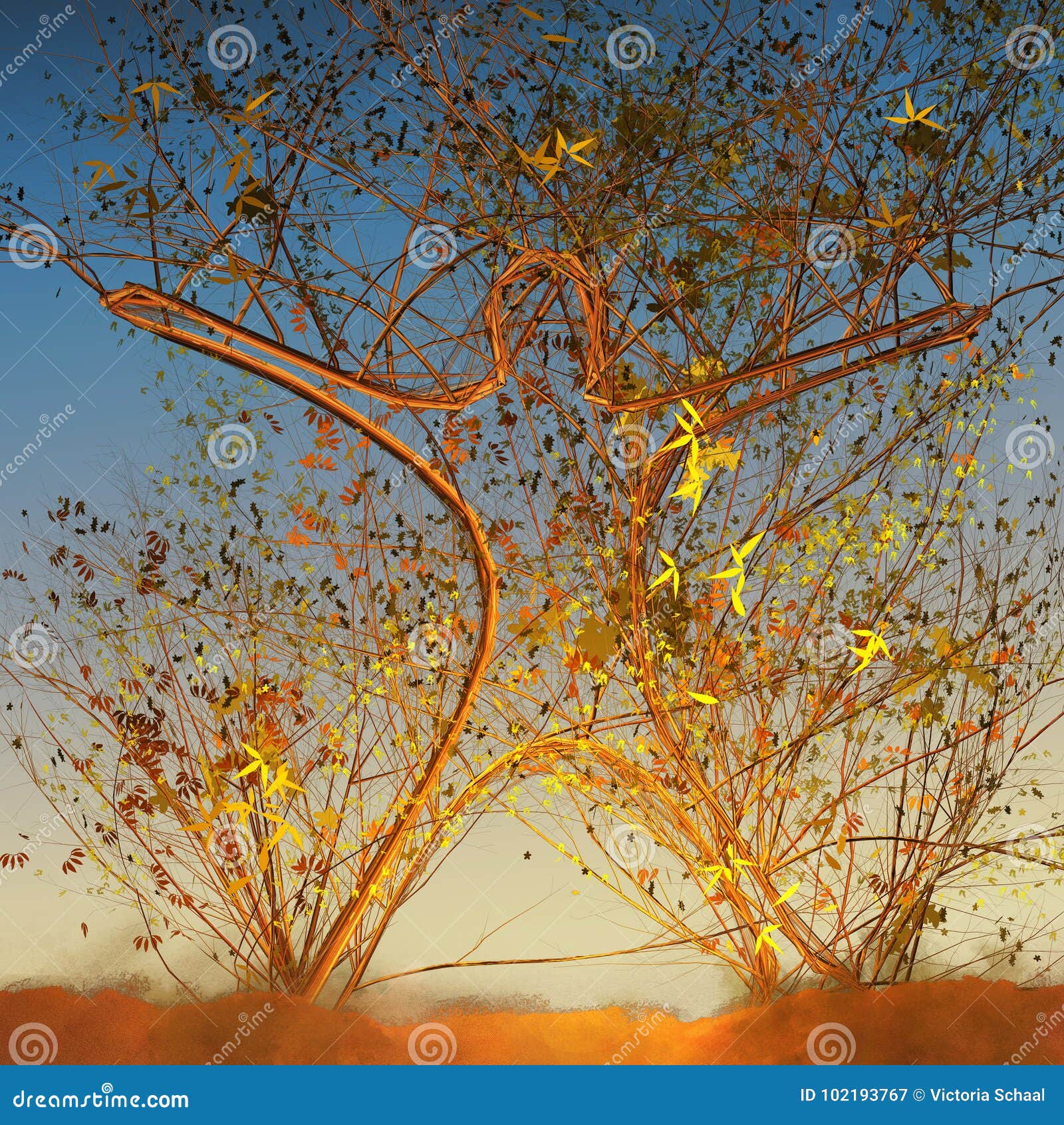 Human Shaped Tree Growing in Sunset 3d Illustration Stock Illustration ...