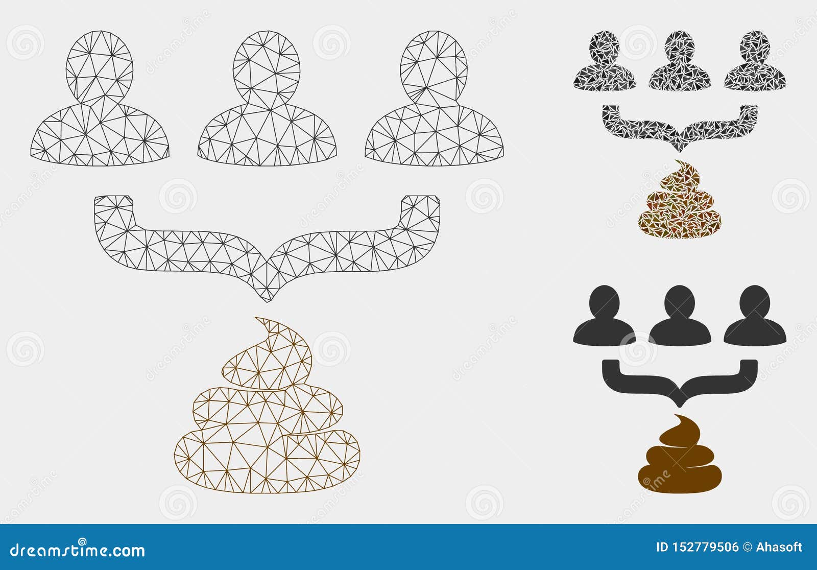 Human Shit Aggregator Funnel Vector Mesh Wire Frame Model and Triangle ...