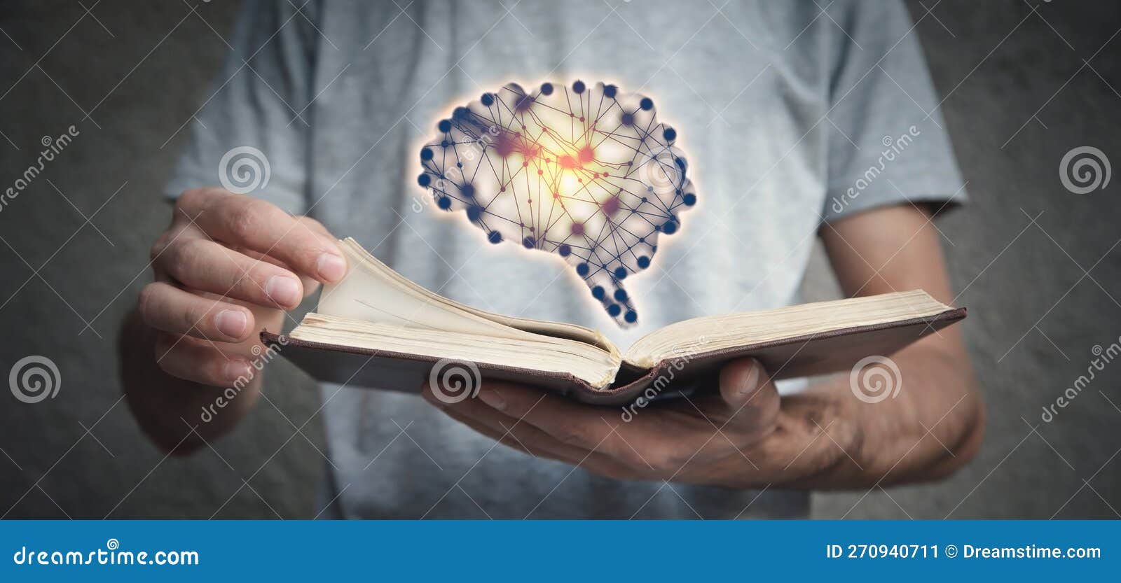Human Showing Book with a Human Brain. Knowledge Stock Image - Image of ...