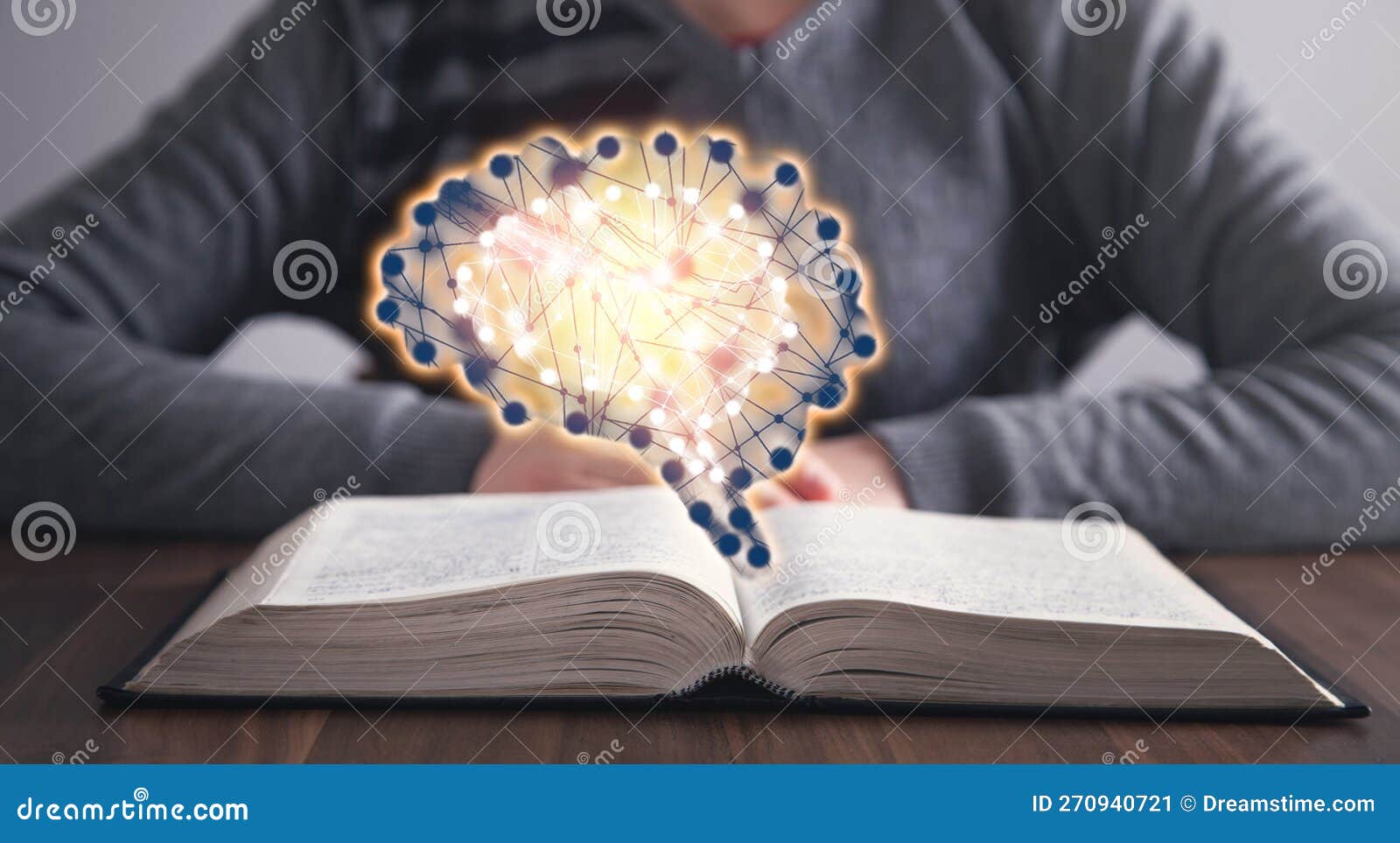 Human Showing Book with a Human Brain. Knowledge Stock Image - Image of ...