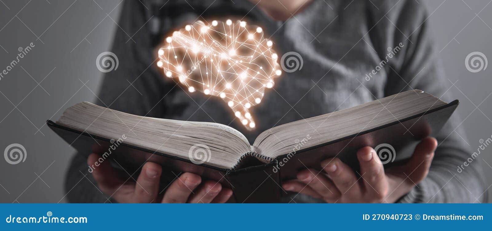 Human Showing Book with a Human Brain. Knowledge Stock Image - Image of ...