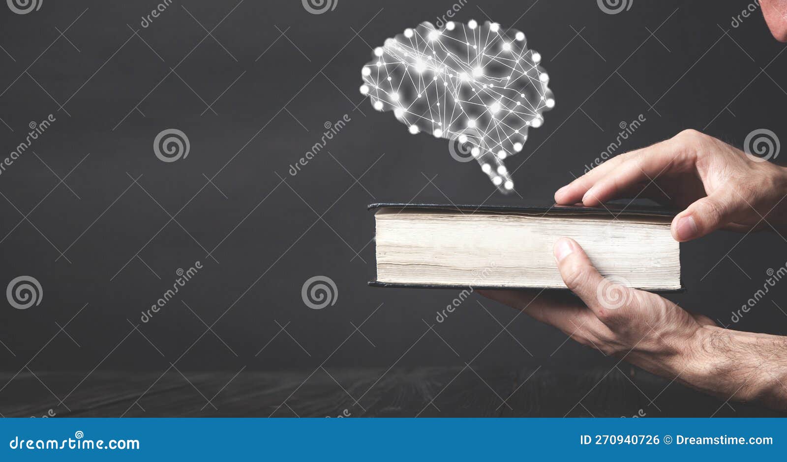 Human Showing Book with a Human Brain. Knowledge Stock Photo - Image of ...