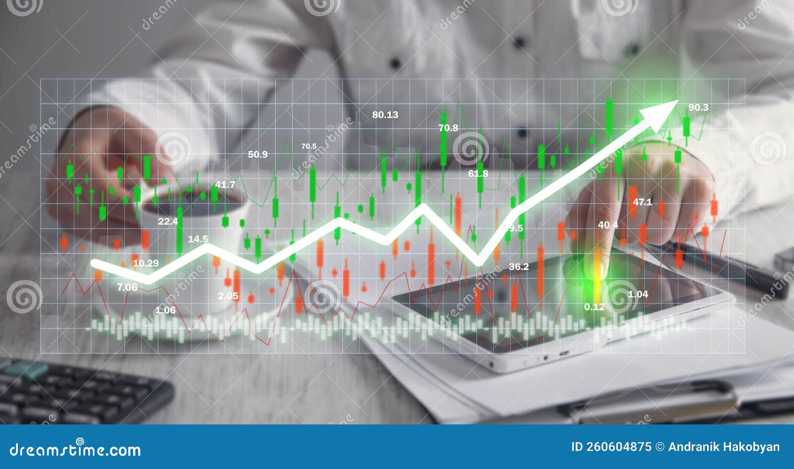 Human Showing Graph and Stock Market Statistics. Forex Trading Analysis ...