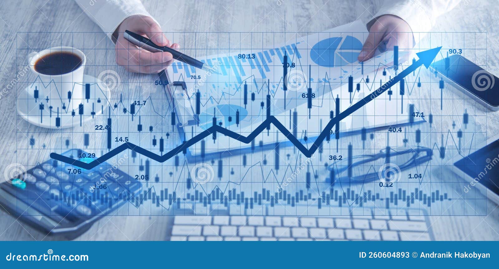 Human Showing Graph and Stock Market Statistics. Forex Trading Analysis ...