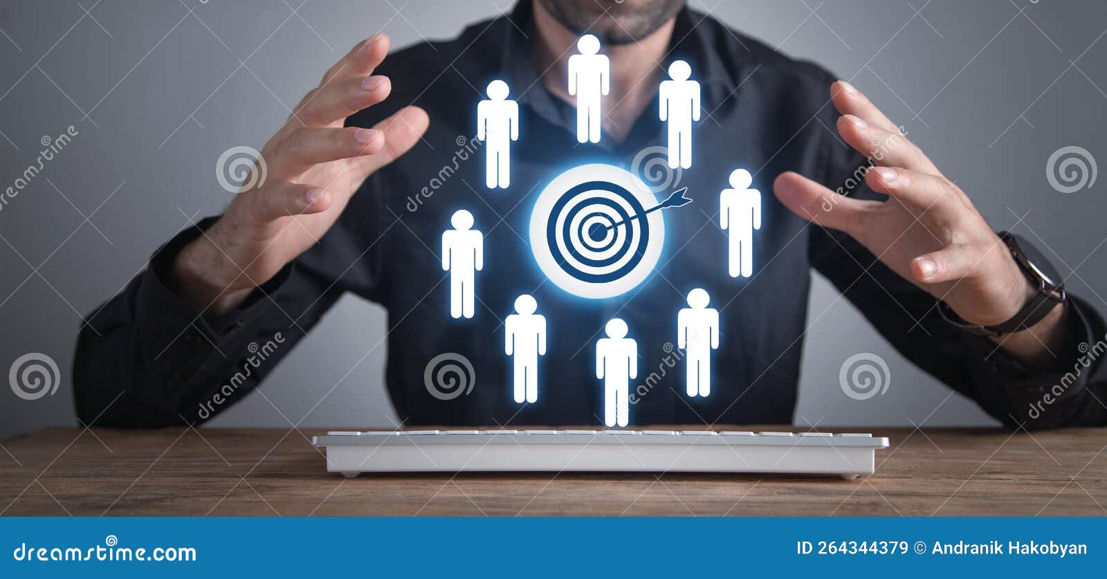 Human Showing Target Dart with a People Symbols. Targeting Concept ...