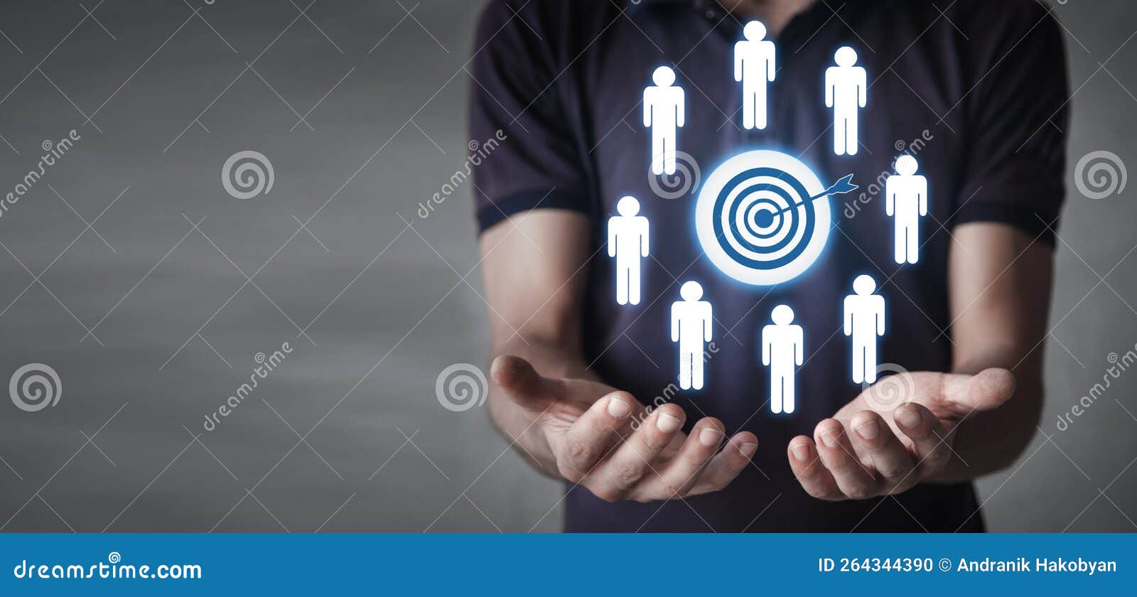 Human Showing Target Dart with a People Symbols. Targeting Concept ...