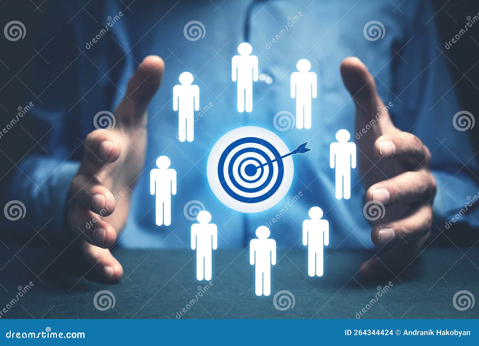 Human Showing Target Dart with a People Symbols. Targeting Concept ...