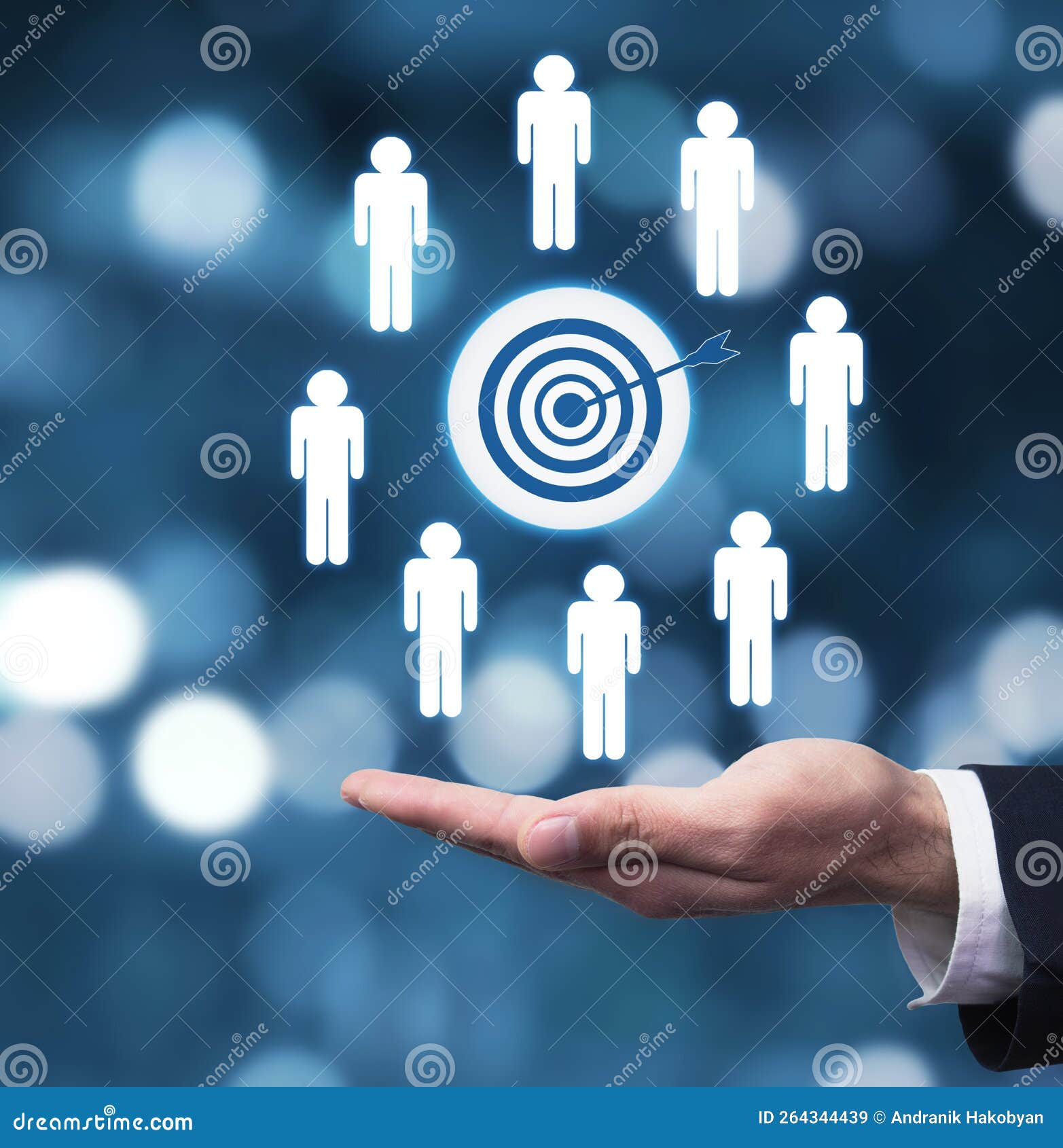 Human Showing Target Dart with a People Symbols. Targeting Concept ...