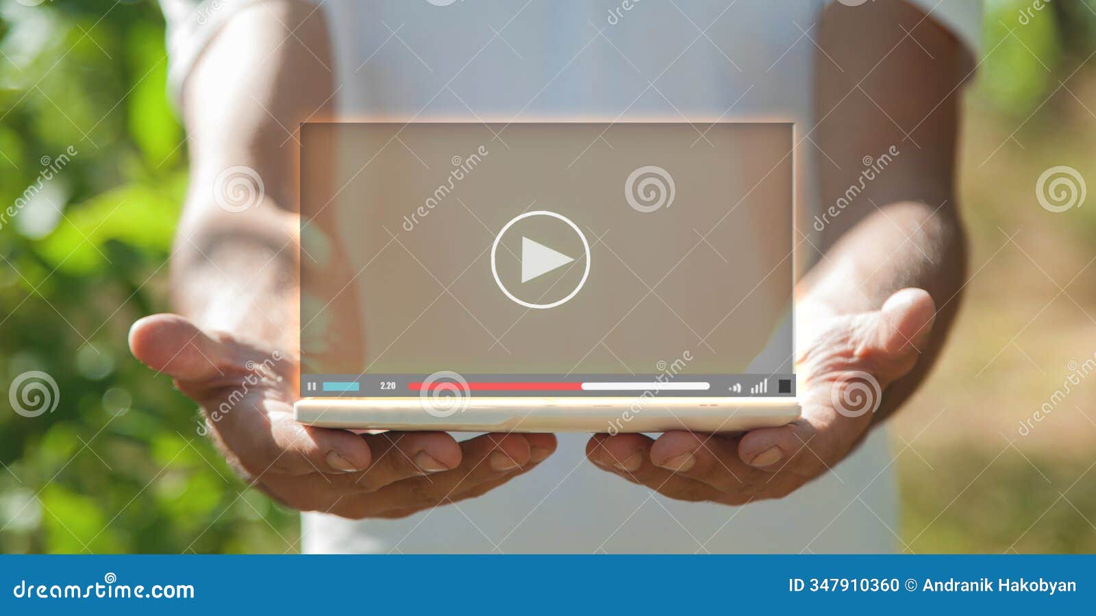 Human Showing Video Player. Technology Stock Illustration ...