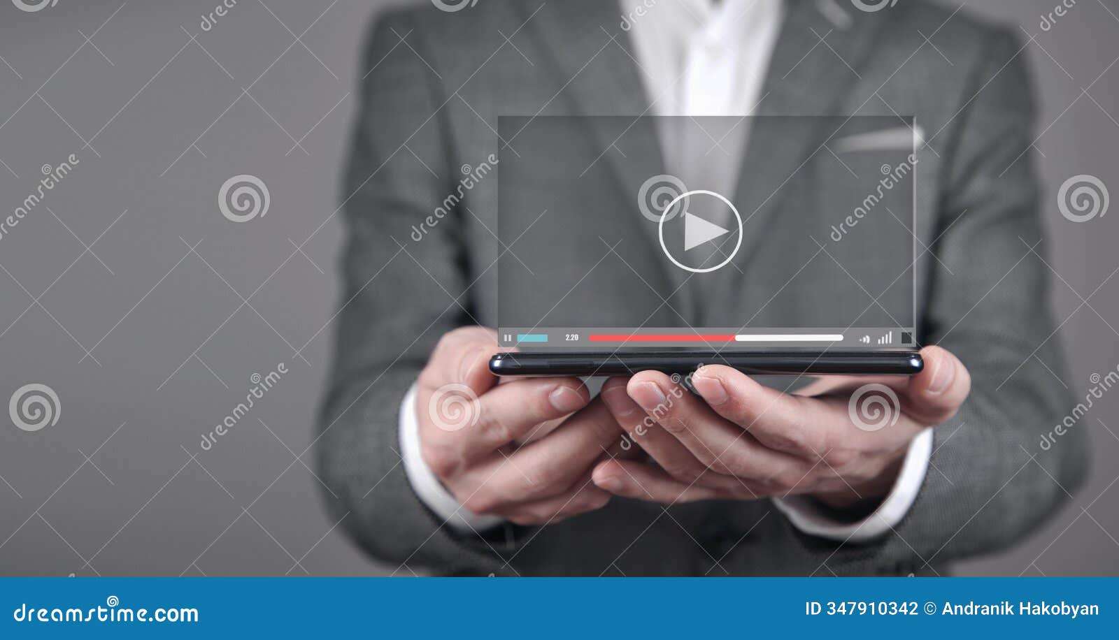 Human Showing Video Player. Technology Stock Illustration ...
