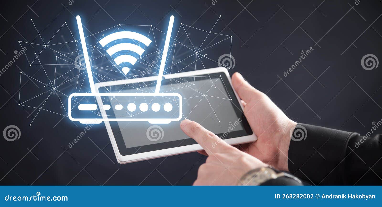 Human Showing a Wifi Router and Network Stock Photo - Image of access ...