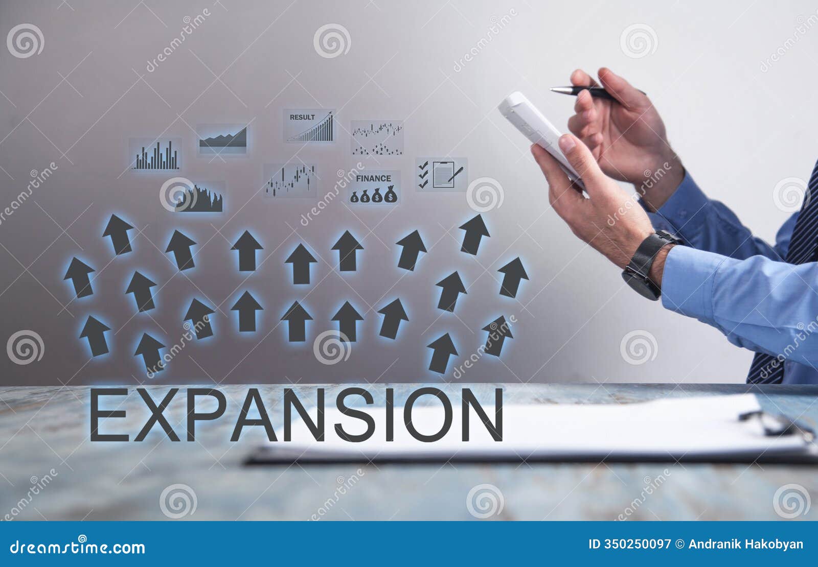 Human Showing Word Expansion with a Growth Arrows and Graphs Stock ...