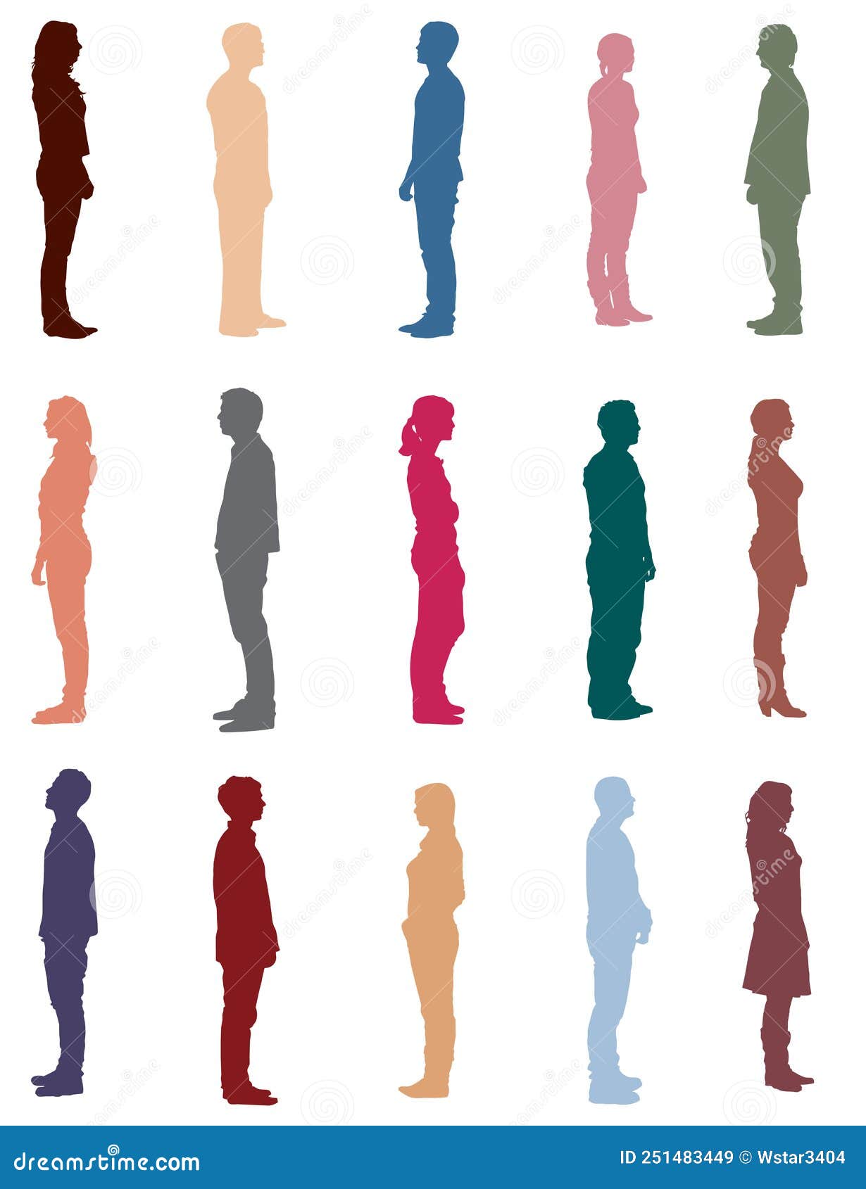 Human Sideview Silhouettes stock vector. Illustration of character ...