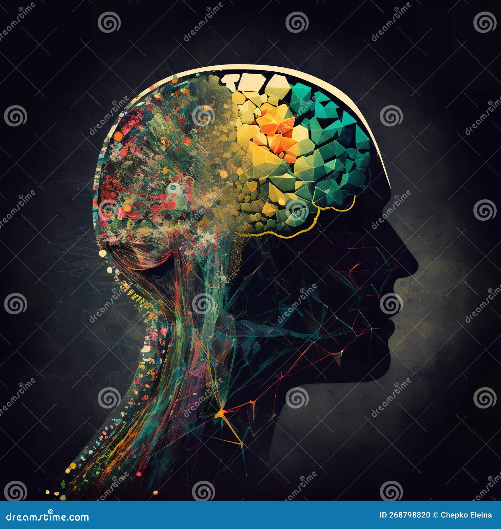 Human Silhouette Brain Trauma or Stress Concepts Stock Illustration ...