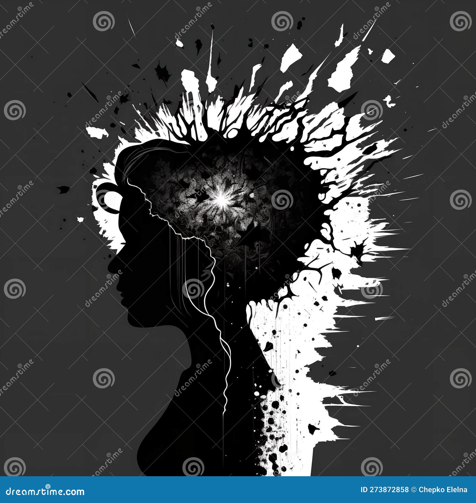Human Silhouette Brain Trauma or Stress Concepts. Ai Generated Image ...