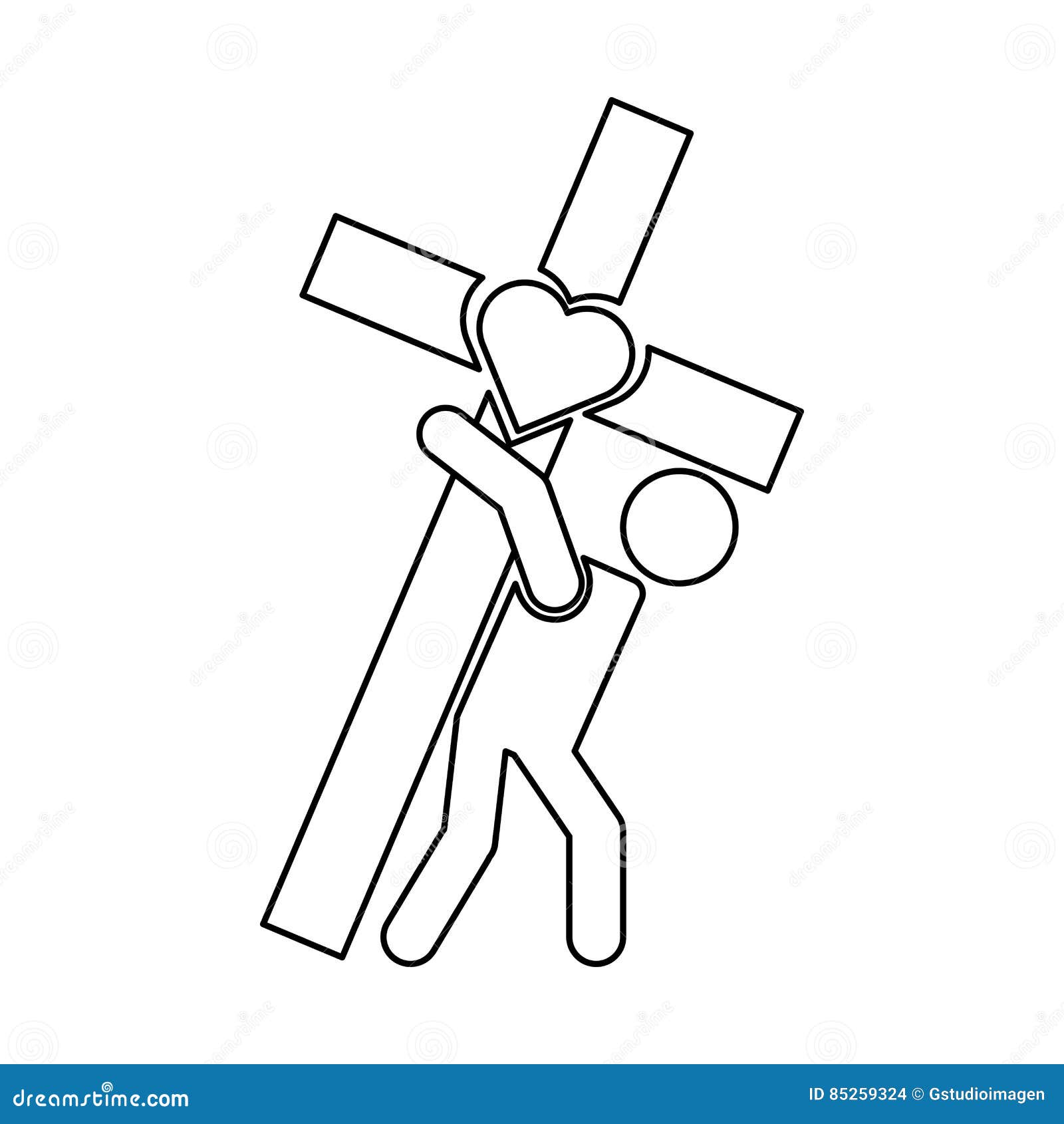 Human Silhouette Carrying the Cross Stock Illustration - Illustration ...