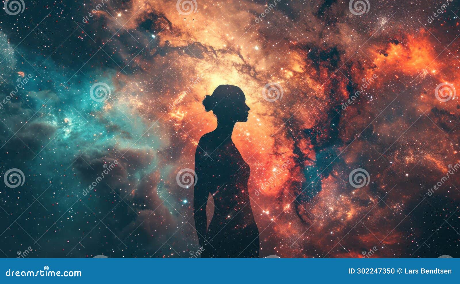 Human Silhouette with a Galaxy Inside Inner Universe - AI Generated ...