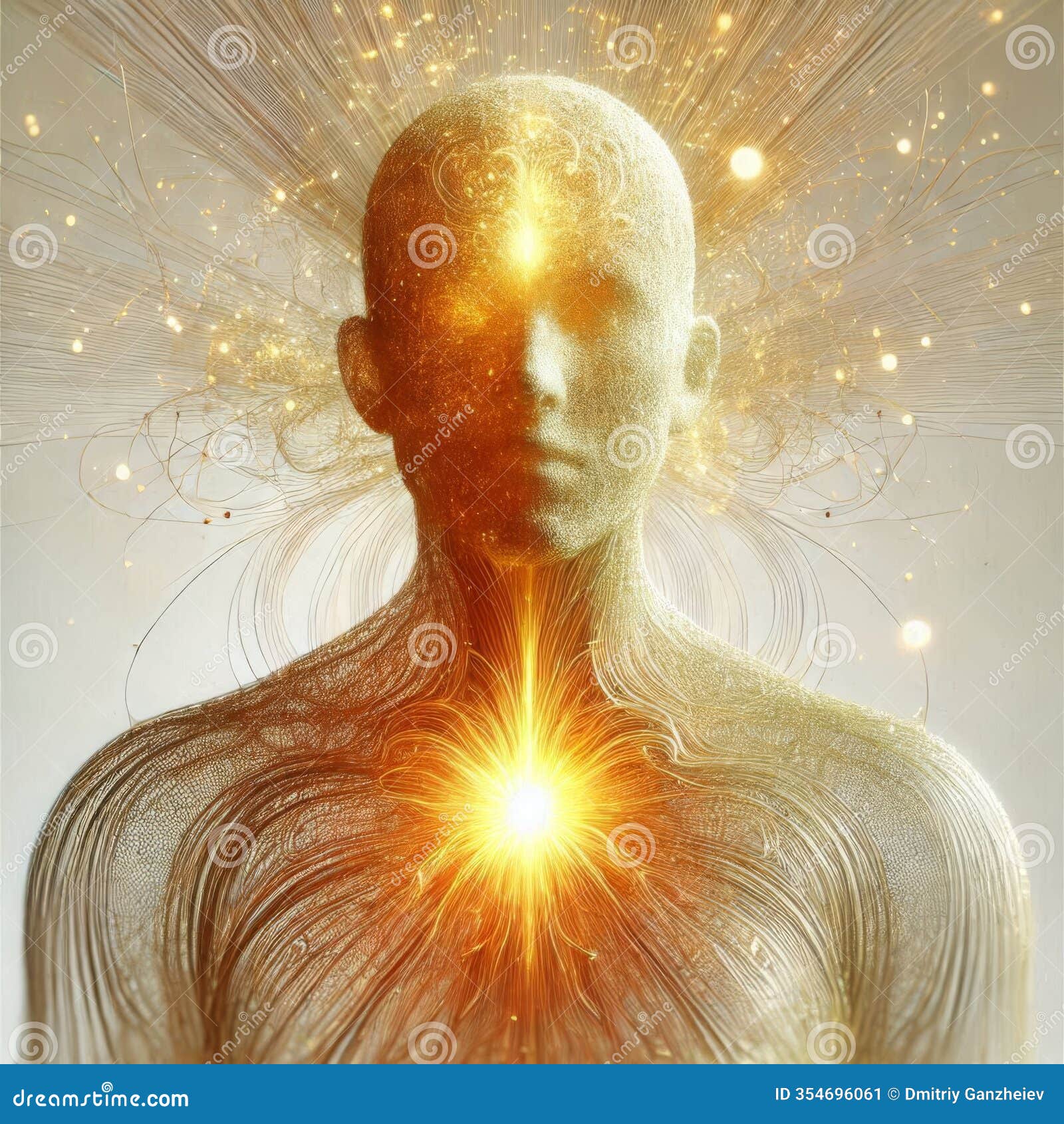 Human Silhouette with Glowing Core Stock Illustration - Illustration of ...