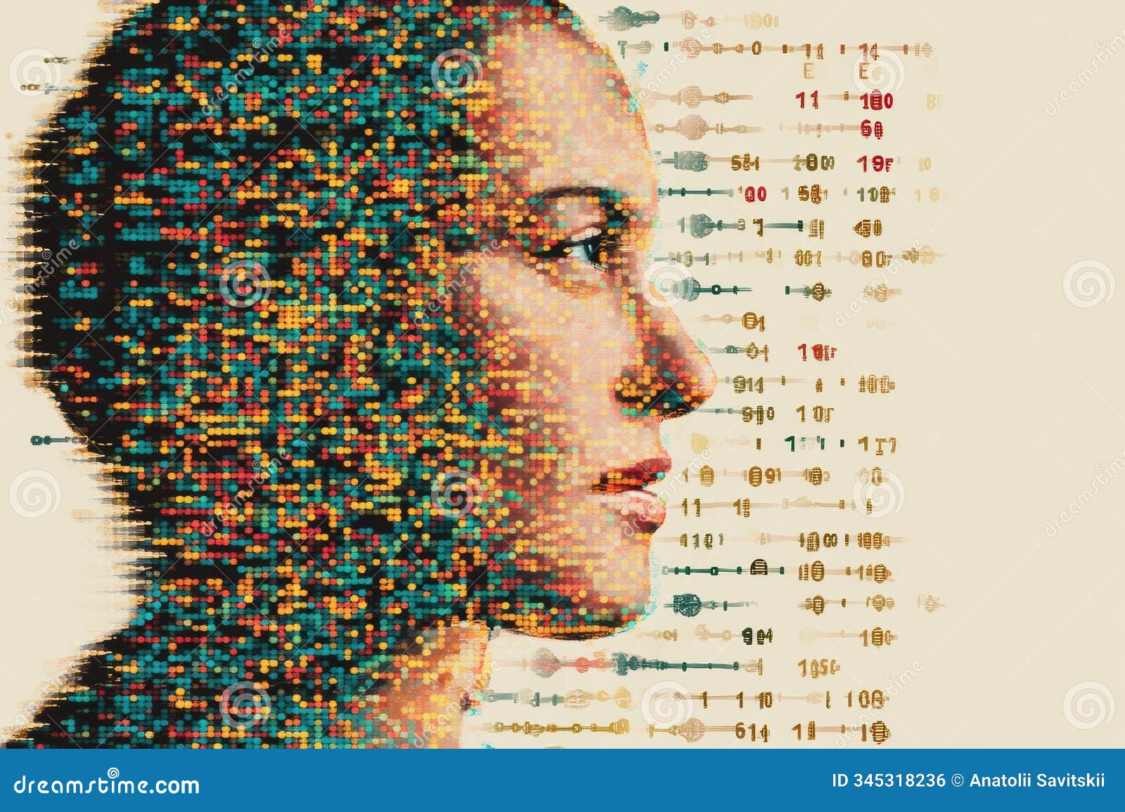 A Human Silhouette Merges with Rows of DNA Symbols, Representing the ...