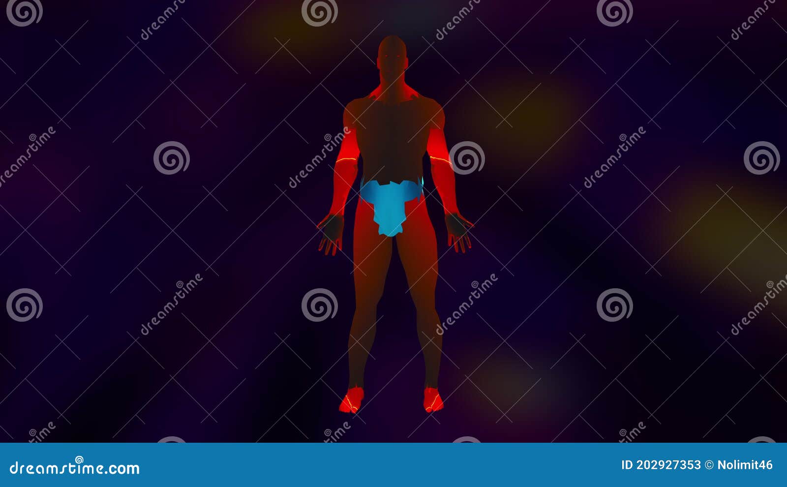 Human Silhouette With Multicolor Neon Radiation, Computer Generated ...