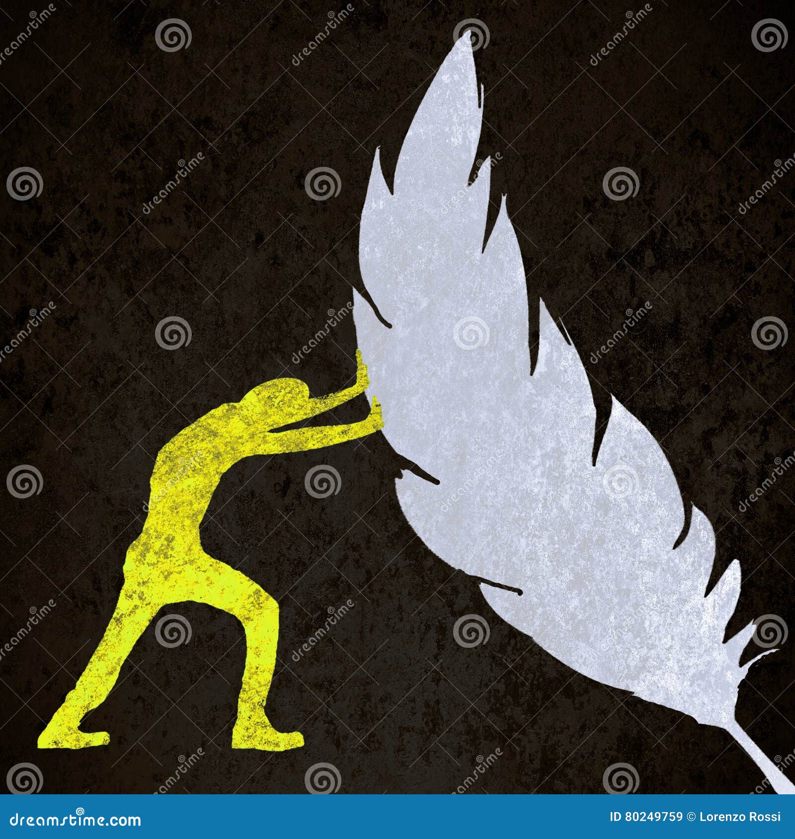 Human Silhouette Pushing a Feather Stock Illustration - Illustration of ...