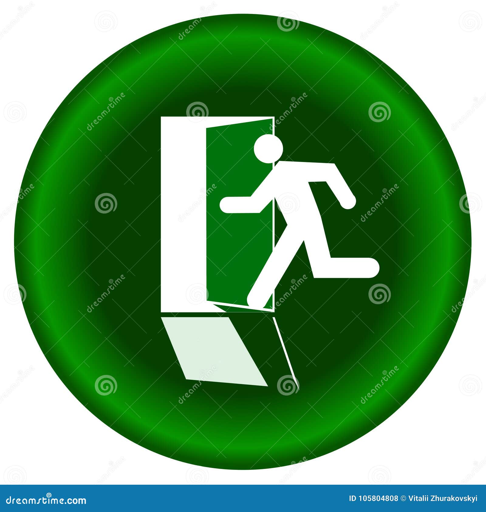 Sign Exit Human Silhouette Run Within Open Doore On Green Background ...
