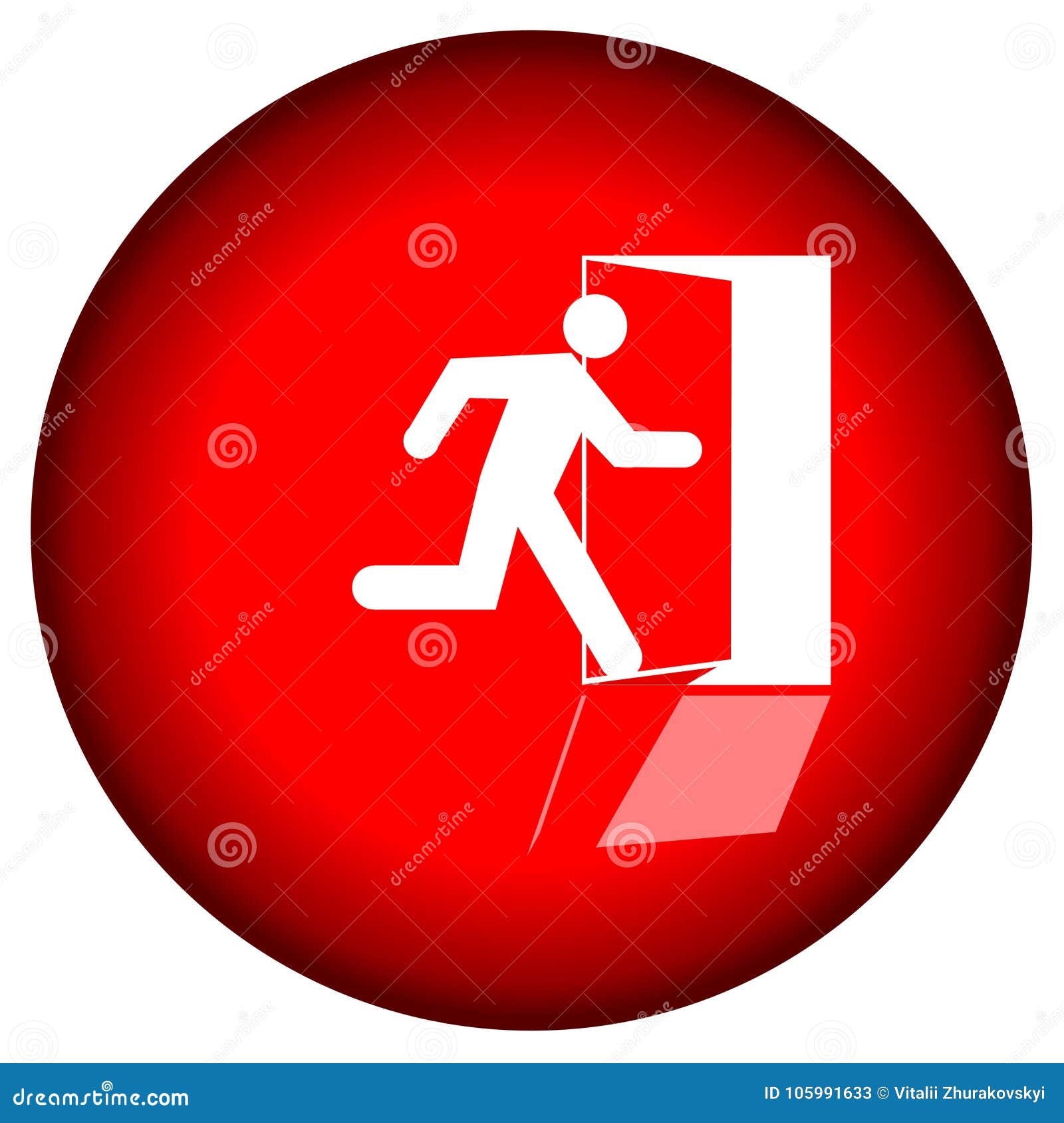 Human Silhouette Round Sign Exit Out Red Door. Stock Vector ...