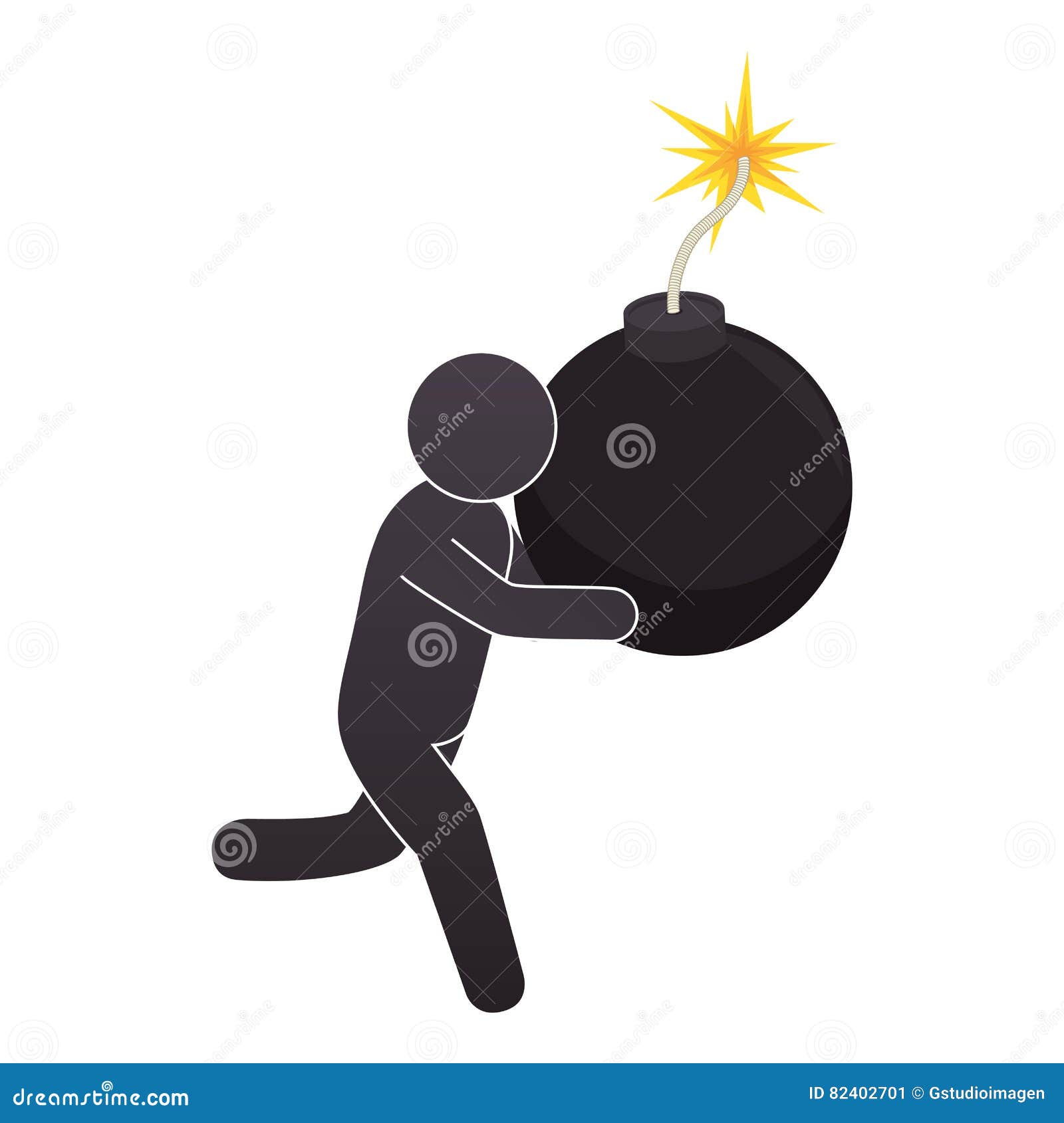 Human Silhouette Running with Boom Stock Illustration - Illustration of ...