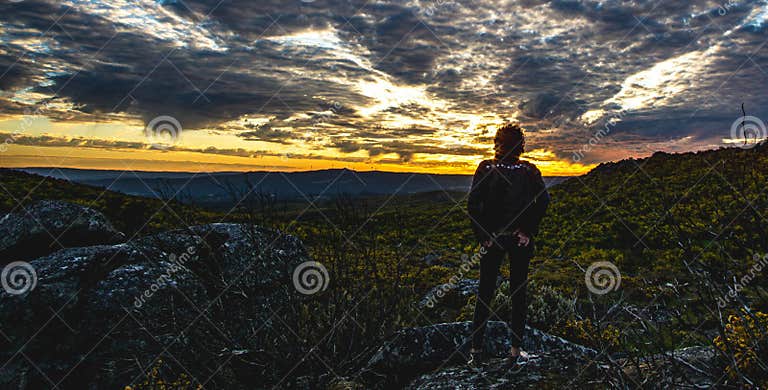 Human silhouette at sunset stock photo. Image of vegetation - 322539498