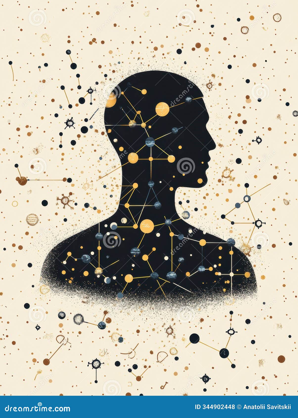 A Human Silhouette is Surrounded by Colorful Molecular Diagrams ...