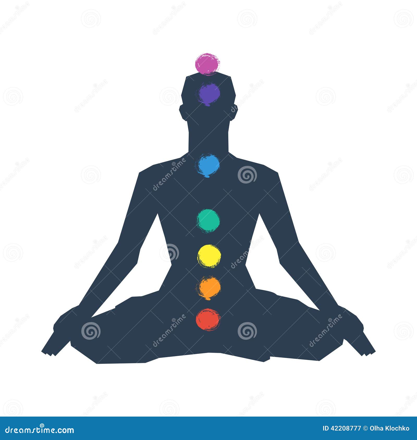 Human Silhouette in Yoga Pose with Chakras. Stock Vector - Illustration ...